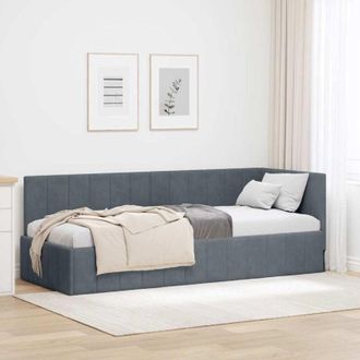 vidaXL Cadre de lit dangle Gris fonc&eacute; 80 x 200 cm Velours vidaXL