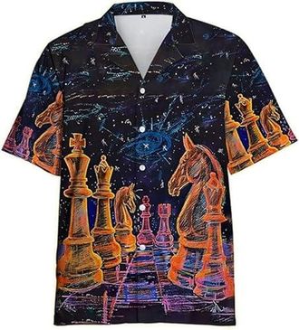 Keephen &Eacute;checs Amateur Hawaiian Chemise Femmes Hommes &Eacute;checs Impression 3D Hawaii Chemise &Eacute;t&eacute; Plage Vacances Joueur d&Eacute;checs &Eacute;quipe Chemise