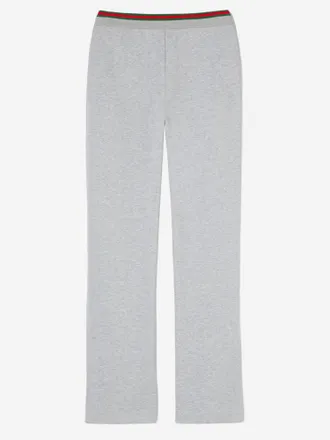 Gucci Womens Cotton Jersey Leisure Trousers With Web Light Grey