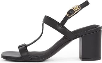 Tommy Hilfiger Damen Leather Block Heel Fw0Fw08532 Sandalen mit Absatz, Black (Black), 42 EU