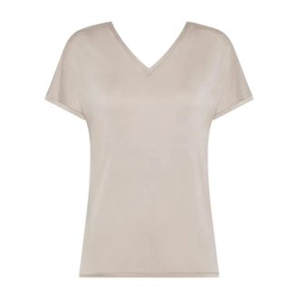 Roberto Ricci Design Cupro V-Neck Shirty - - Tops - Damen - Beige - 2XS