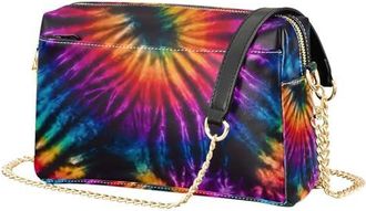 Mnsruu Sacs à bandoulière pour femme, sac à main en cuir coloré à motif tie-dye