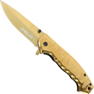 Haller Einhandmesser goldfarben Liner Lock Clip