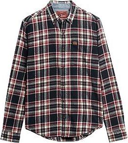 Superdry L/S Cotton Lumberjack Shirt Tricot, Bleu Marine (Kansas Check Navy), XL Homme