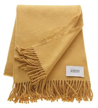 Sch&ouml;ner Wohnen Kollektion Tagesdecke 140x200 Baumwolle Mischung - unifarbene Kuscheldecke Basics - Sofadecke Gold