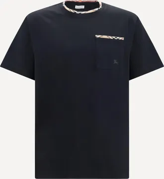 Burberry Cotton T-shirt with Check Trims Male S