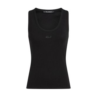 Karl Lagerfeld Logo Besticktes Tanktop - - Tops - Damen - Schwarzk - M