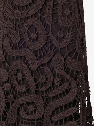 Pinko Womens Midi Skirt Geometric Crochet Brown Viscose