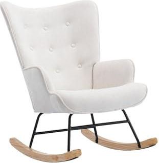 Vente-Unique Fauteuil &agrave; Bascule en Tissu chin&eacute; Beige ELMINA II