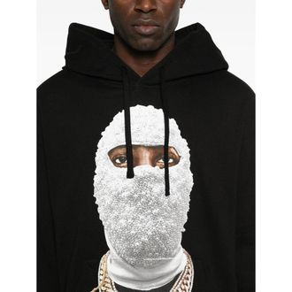 Ih Nom Uh Nit Graphic Print Drawstring Hood Sweatshirt - Black