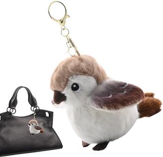 Generic Joli jouet pour oiseaux - Adorable pendentif pour sac &agrave; main, design portable | pendentif en peluche r&eacute;aliste moineau, pendentif sac &agrave; main th&egrave;me moin
