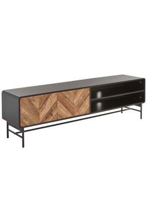 MID.YOU Mid.you Lowboard, Schwarz, Eiche, Metall, Holzwerkstoff, 1 F&auml;cher, 180x52x40 cm, Wohnzimmer, Wohnw&auml;nde, Lowboards