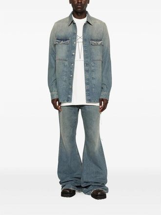 Rick Owens Washed Indigo Front Button Jacket - Blue