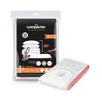 Compactor Vakuumbeutel Gr&ouml;&szlig;e L 100x80 cm - Kompressionsbeutel f&uuml;r Kleidung, Bettdecken, Kissen - Mit Staubsauger nutzbar - Wiederverwendbar, luftdicht - Platzsp