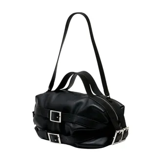 Simone Rocha Womens Biker Belt Leather Shoulder Bag Black Calfskin