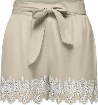 Only Tulum Emb Loose Belt Short - - Shorts - Damen - Beige - XS