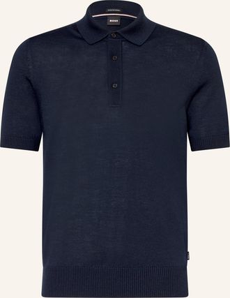 HUGO BOSS Strick-Poloshirt Nolano blau
