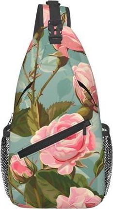 Generic Sacoche Bandouliere Motif simple de Roses Roses R&eacute;glable Sac Bandouli&egrave;re L&eacute;ger Crossbody Bag pour Homme &eacute;cole Femme