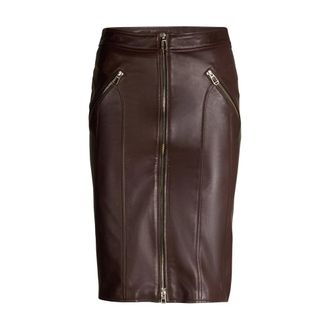 Joop Femme, Jupes, Brun, Taille: 42 FR Jupe en cuir avec d&eacute;tails de fermeture &eacute;clair