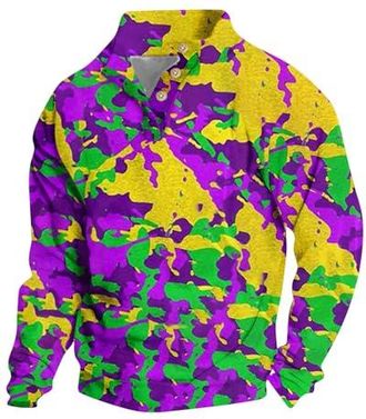 Generic Costume de carnaval pour homme - V&ecirc;tement de f&ecirc;te - Sweatshirt sans capuche - T-shirt dext&eacute;rieur avec col 1/4 - T-shirt &agrave; manches longues confortable 
