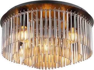 Globo Lighting Gro&szlig;e Deckenleuchte gorley mit Rauchglas St&auml;ben, &oslash; 50cm