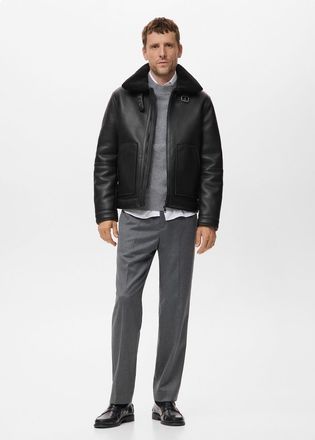 Mango Blouson simili-cuir imitation mouton retourné noir - Homme - XXL - MANGO MAN