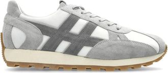 Hogan Homme, Chaussures, Gris, Taille: 44 1/2 EU Baskets Gris avec Logo Patch Design