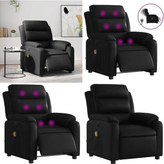vidaXL Massagesessel Elektrisch Schwarz Kunstleder - Massage Stuhl - Elektrischer Sessel - Relaxsessel - Fernsehsessel - Bequeme Lounge - Home & Living