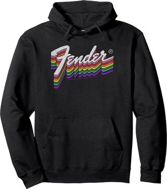 Fender Rainbow Colored Dragging Effect Classic Logo Pullover Hoodie