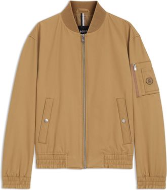 BOSS Herren H-Comber-253 Wasserabweisende Jacke mit Double-B-Monogramm Beige 48