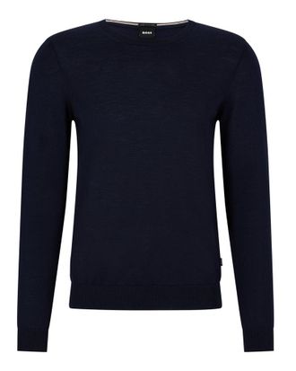 HUGO BOSS Leichter Pullover aus Schurwolle mit Rundhalsausschnitt in