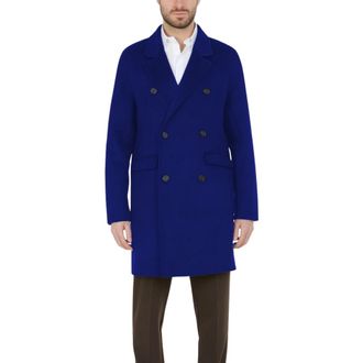 Paolo Pecora Blauer Wollmischung Herrenmantel - - Coats - Herren - Blau - 2XL