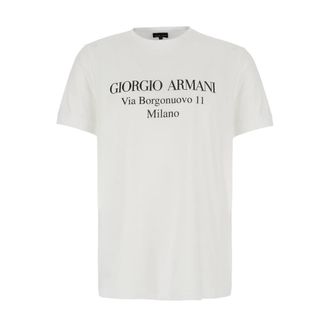 Giorgio Armani T-Shirt mit Rundhalsausschnitt und Adress-Print - - Tops - Herren - Wei&szlig; - 2XL