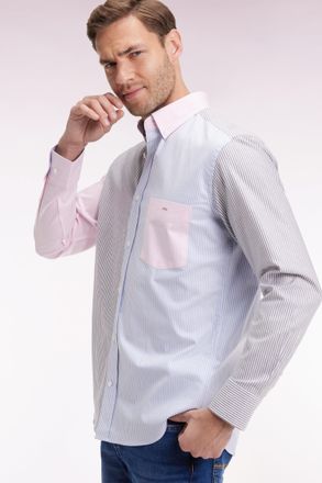 Eden Park Chemise En Twill De Coton &Agrave; Rayures Trois Couleurs Coupe Droite
