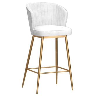 Generic Barhocker in Tresenh&ouml;he, ergonomischer Samt-Barhocker mit geschwungener R&uuml;ckenlehne, hoher Barhocker, Fr&uuml;hst&uuml;cksstuhl f&uuml;r die K&uuml;cheninsel, Bequeme gro