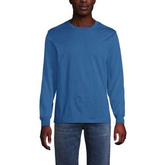 Lands End Super-T Langarm-Shirt, Classic Fit, Herren, Gr&ouml;&szlig;e:44-46 regular, Blau, Baumwolle, by Lands End