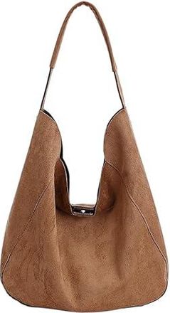 Generic Sac de ext&eacute;rieur r&eacute;tro en faux su&egrave;de sac fourre-tout pour femmes travail (marron clair)