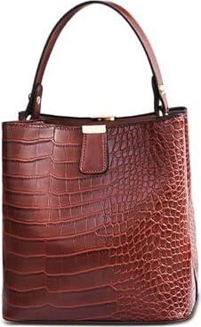 Nicole & Doris Sac Seau Femme Petit Sac a Main Crocodile Sac Bandouliere Chic Mini Sac Epaule PU Cuir Sacs Besace Pochette pour les Voyages, Shopping, Travail Marron