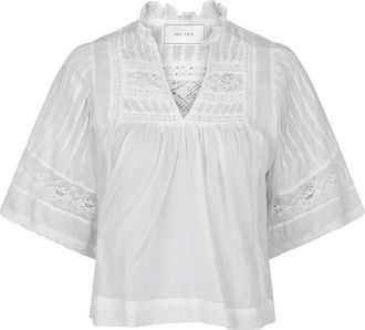 Neo Noir Femme, Blouses et Chemises, Blanc, Taille: 42 FR Chemisier en Voile Blanc avec D&eacute;tails D&eacute;licats
