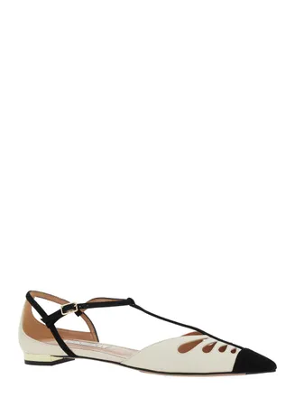 Aquazzura Womens White Ballet Shoes With Cut-Out Detail Leather Ballerina