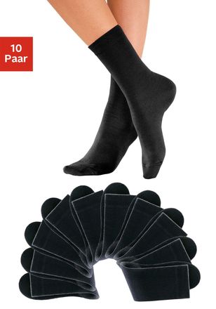 H.I.S Freizeitsocken H.I.S, Herren, Gr. 39-42, schwarz (10x schwarz), Obermaterial: 76% Baumwolle, 23% Polyamid, 1% Elasthan, unifarben, elastisch, Socken, 