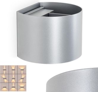 HOFSTEIN LED Außenwandleuchte Tamarin, Wandlampe aus Metall in Silberfarben, Wandleuchte mit verstellbaren Up&Down Effekten, Außenleuchte für Eingangsbereich, 