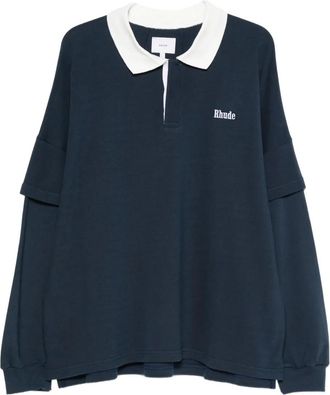 Rhude Poloshirt mit Logo-Verzierung - Blau