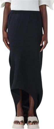 Issey Miyake Femme, Jupes, Bleu, Taille: 40 FR Asymmetrical Pleated Midi Skirt