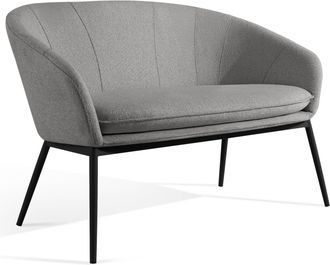 Konsimo Solis Gartensofa 2-Sitzer - wetterbest&auml;ndige Loungesofa, wasserabweisender Stoff, modernes Garten Sofa aus EU. (gewebter Stoff, grau/schwarz | grau)