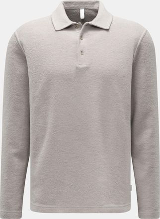 04651/ Herren - Fleece Langarm-Poloshirt grau