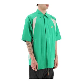 AMBUSH Zweifarbige Oversize Hemd mit Logo Patches - - Shirts - Herren - Gr&uuml;n - M