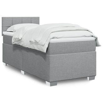 vidaXL Vidaxl - Giroletto A Molle Con Materasso Grigio Chiaro 90x200 Cm Tessuto