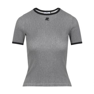 Courr&egrave;ges Signature Contrast T-Shirt - - Tops - Damen - Mehrfarbig - S