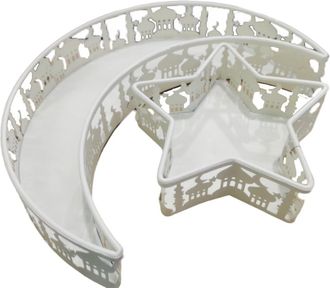 Generic 2pcs Ramadan Food Tray Festival Mondstern Musterschale Serving Dessertplatte Eisenfruchtgeschirr Für Zuhause